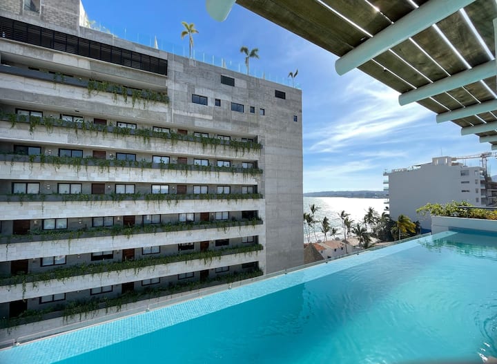 Palmas 101: 1br W Rooftop Pool, 1 Block To Beach - Bucerías
