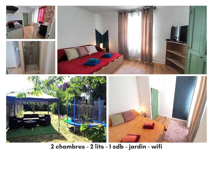 Appart Cosy-4 Pers-centre Ville-jardin-wifi - Châteauroux