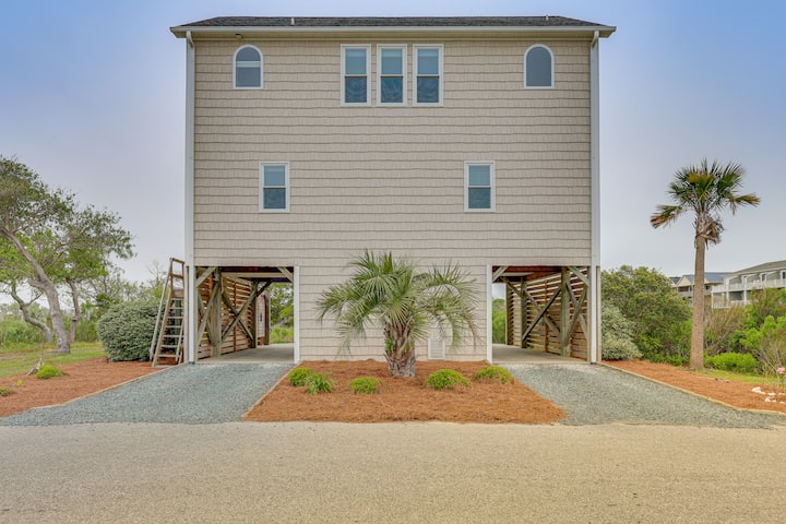 Walk To Surf City Beach: Ocean-view Home W/ Decks! - Surf City, NC