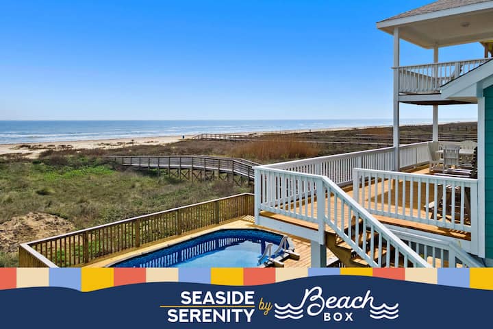 Beachfront Home With Pool & Private Walkover - Galveston, TX