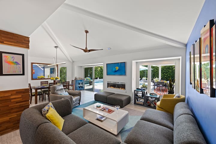 Mod Desert Oasis With Saltwater Pool And Fire Pit - Palm Springs