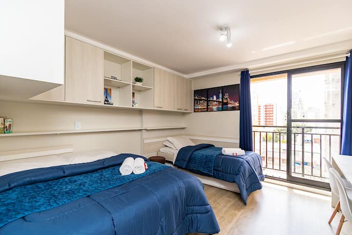 Studio 2 Camas Solteiro 1 Cama De Casal - All0815 - Curitiba