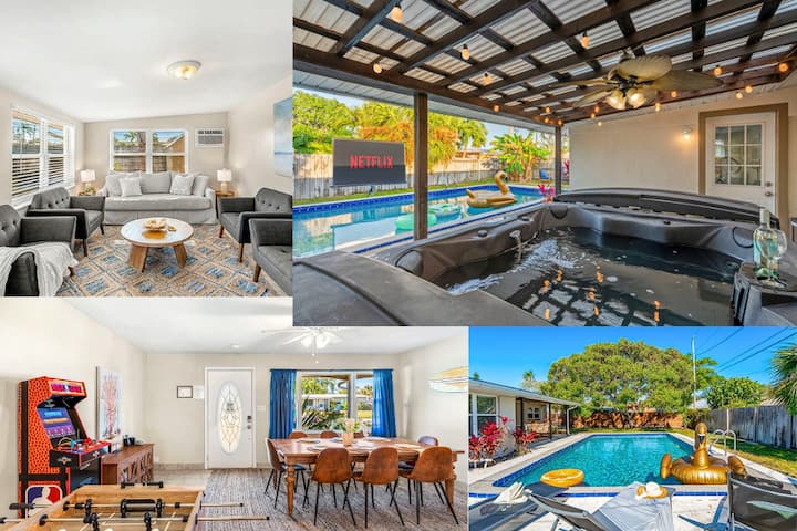 Seaside Boho Home W Private Heated Pool & Hot Tub! - Cocoa Beach, FL