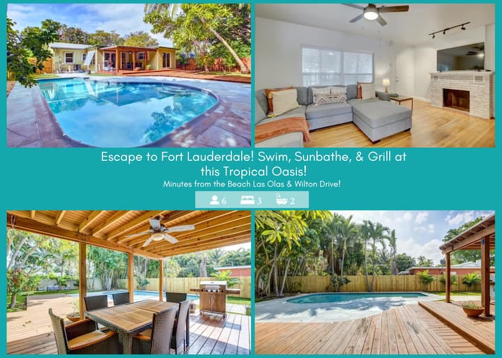 Tranquil Poolside Bliss + Pergola Deck &&nbsp;Turf&nbsp;Yard - Fort Lauderdale, FL