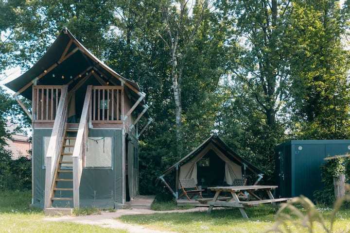 4-persoons Safaricottage Xs Private Sanitair Set - Deventer